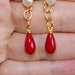 Petite 24MM Color Enhanced Red Coral Teardrop Elongated Earring Jackets ...