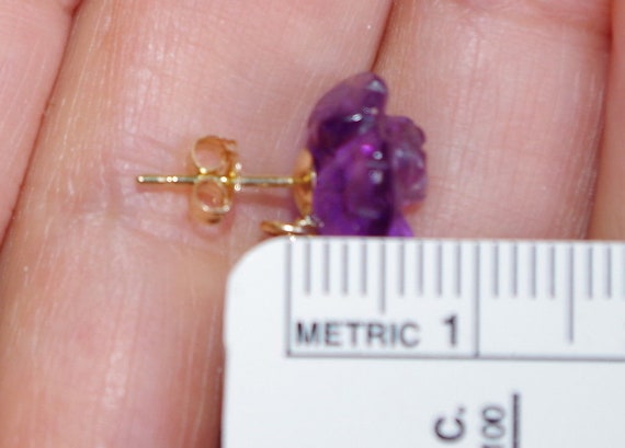 14K Quality 11MM Carved Rose Amethyst Fancy Stud Earr… - Gem