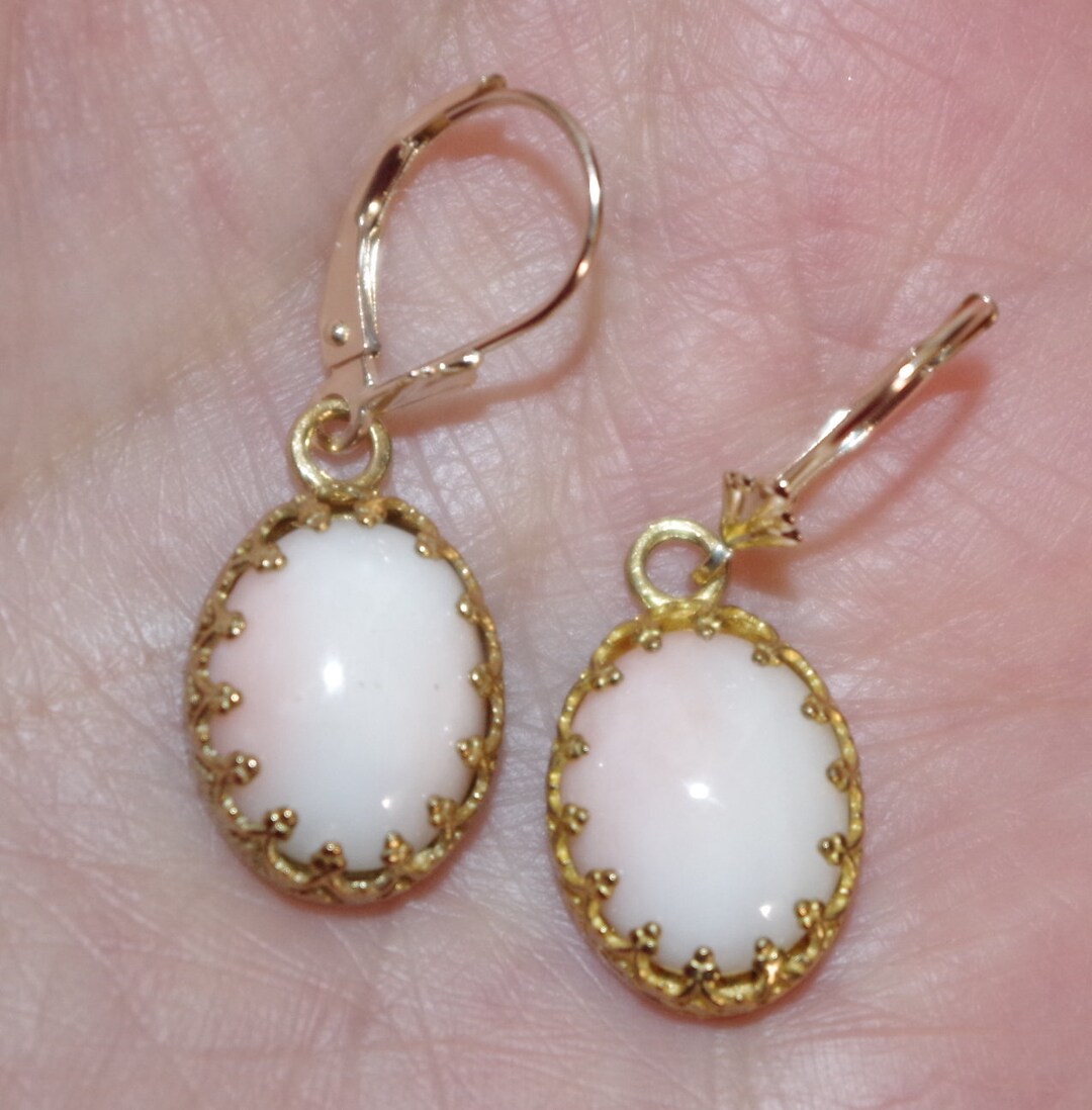 Vintage 14K Gold Angel Skin Coral Filigree Earrings - Etsy
