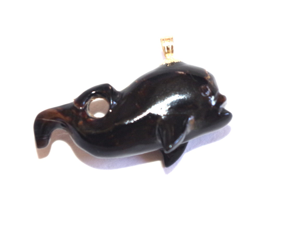 Vintage Bernard K. Passman Black Coral 14k Gold Bale Mother Dolphin ...