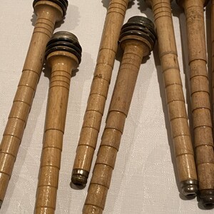 Antique Wood / Bronze Bobbins From Early Woolen Mills, Five Different ...