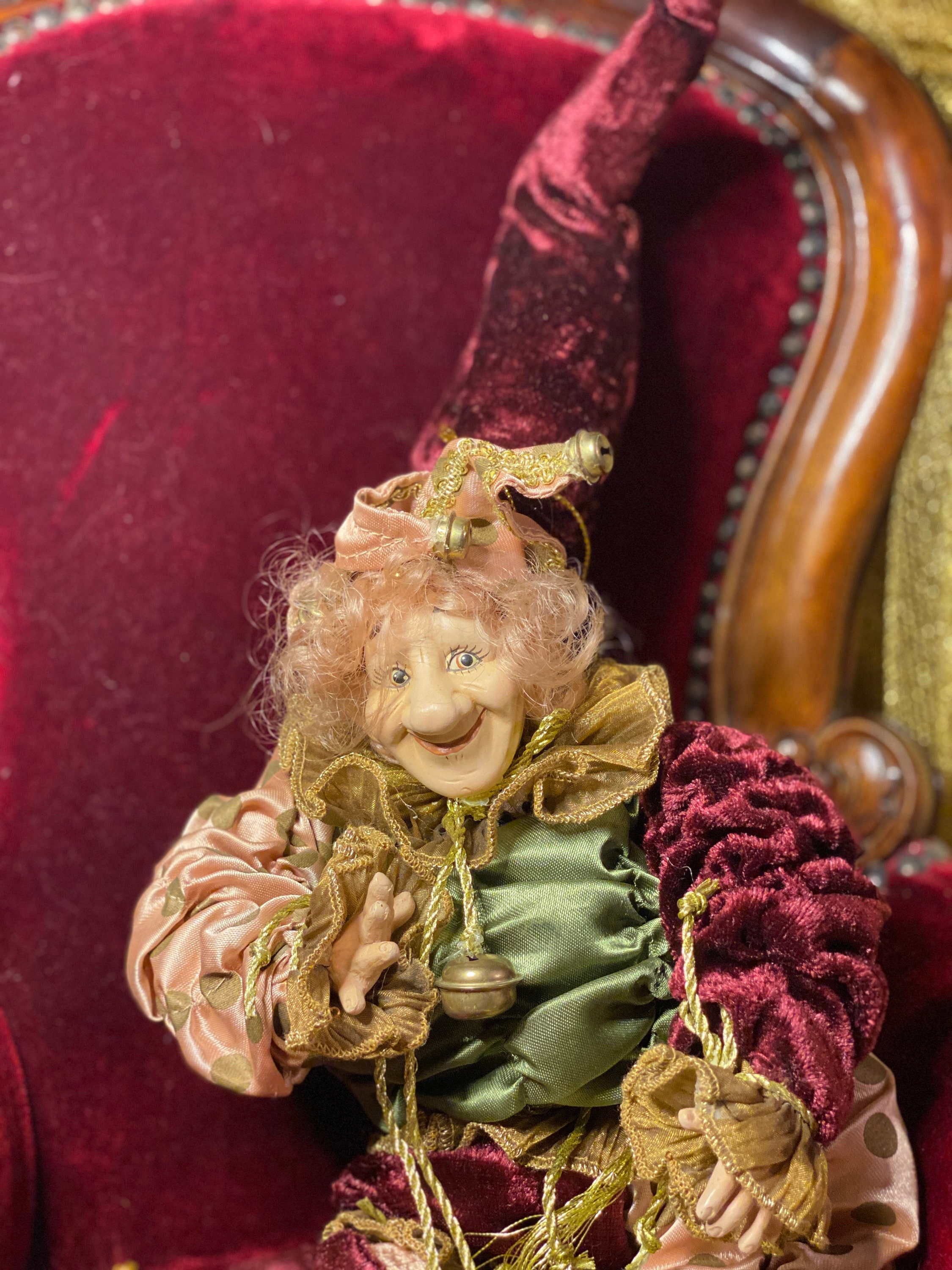 Rare Vintage Court Jester Doll Handmade Hand Painted One of a Kind ...