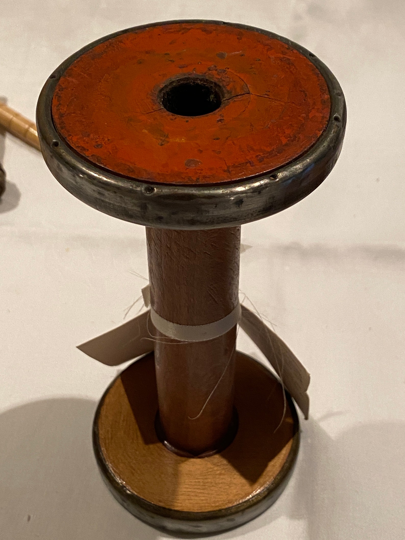 Antique Wood / Bronze Bobbins From Early Woolen Mills, Five Different ...