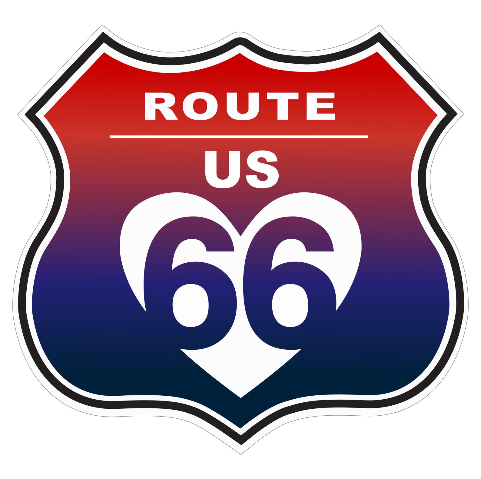 Route 66 U.S. 66 Route Sixty Six 66 Sticker Valentine | Etsy