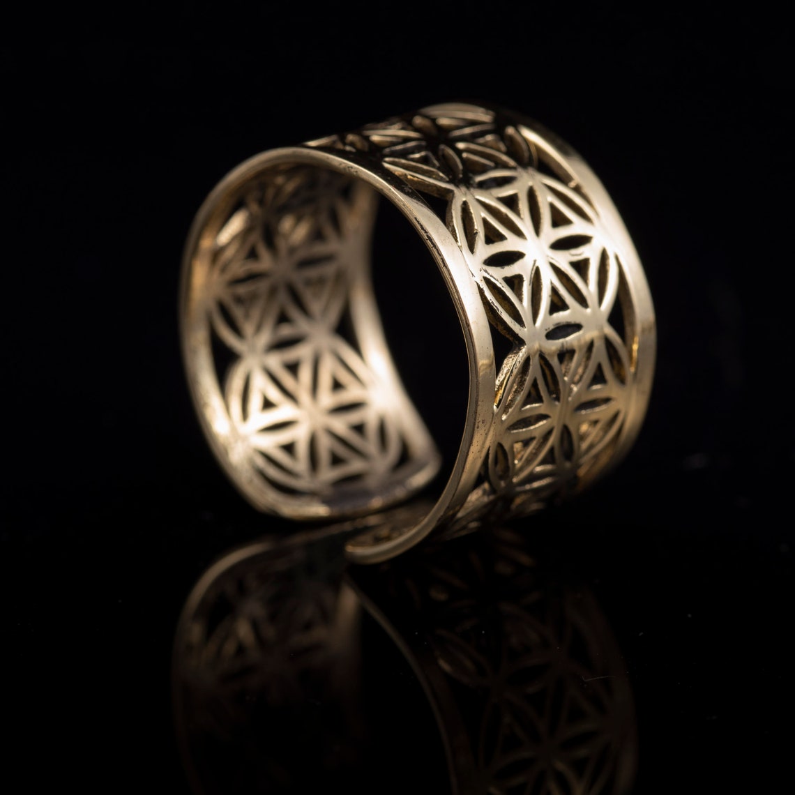 Chunky Sacred Geometry 'germ of Life' Design Brass Tribal Ring ...