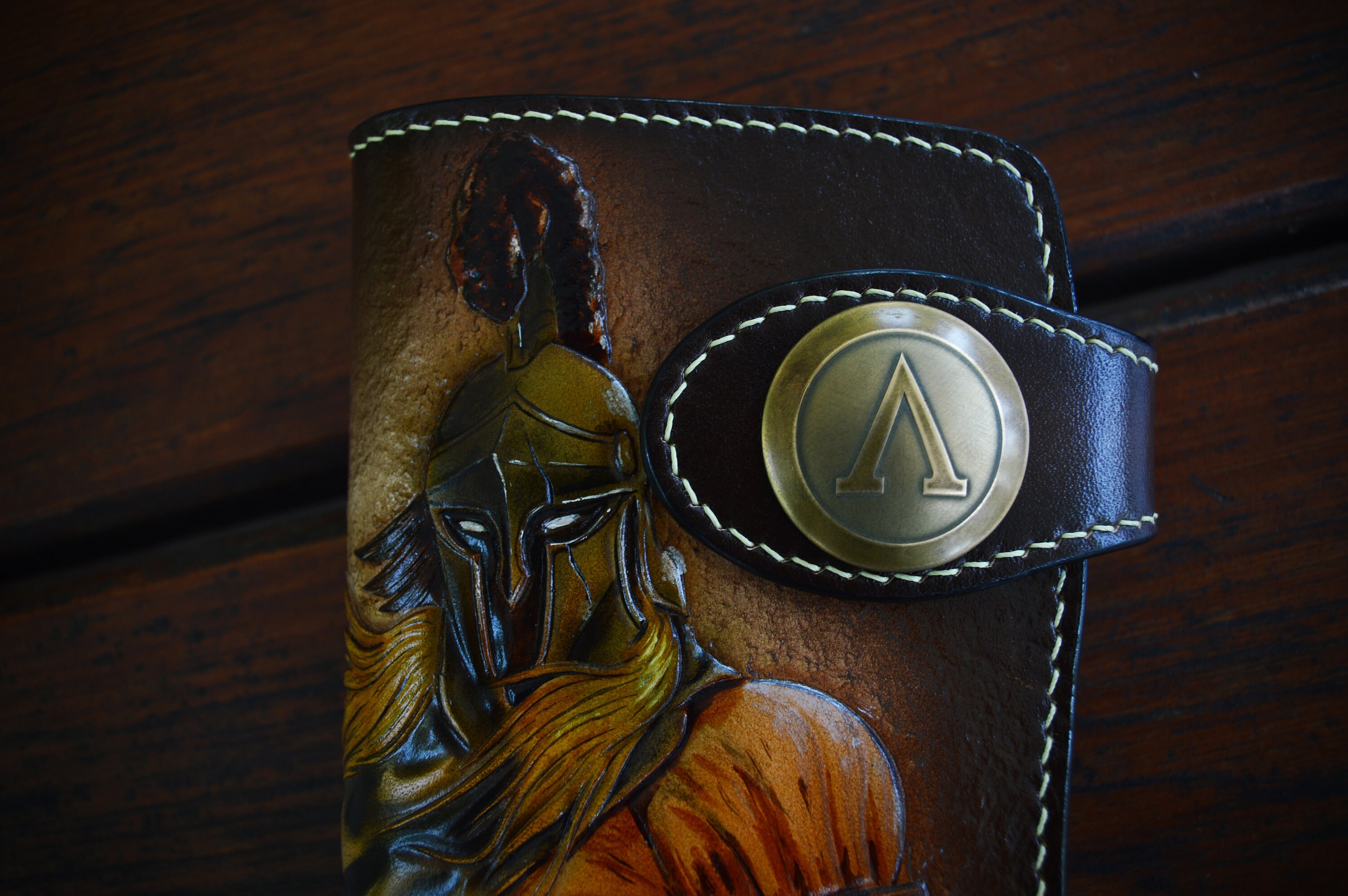Spartan Warrior. Long Leather Tooled Wallet. | Etsy