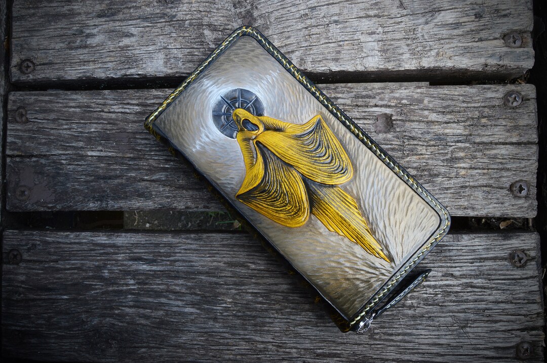 The King in Yellow, Long Wallet, Zipper Wallet, Hand Tooled Wallet ...