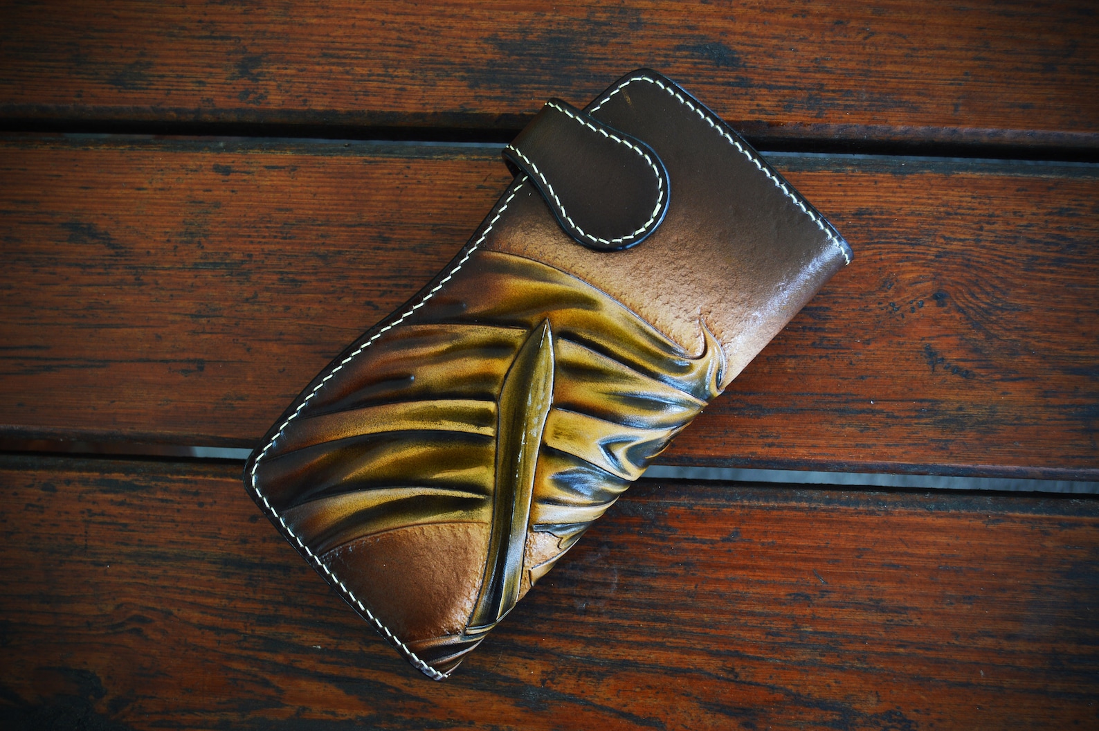 Spartan Warrior. Long Leather Tooled Wallet. | Etsy