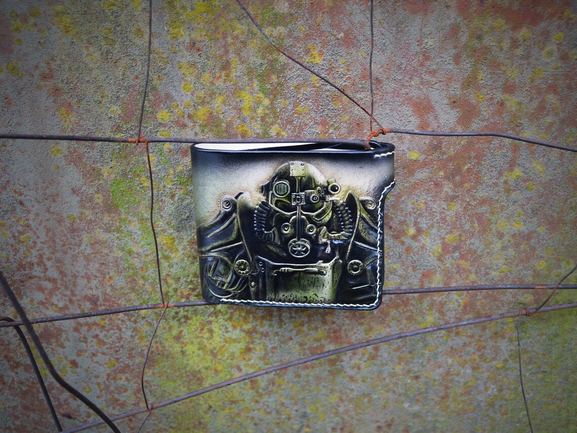 Fallout Power Armor Hand Tooled Wallet Carved Wallet | Etsy