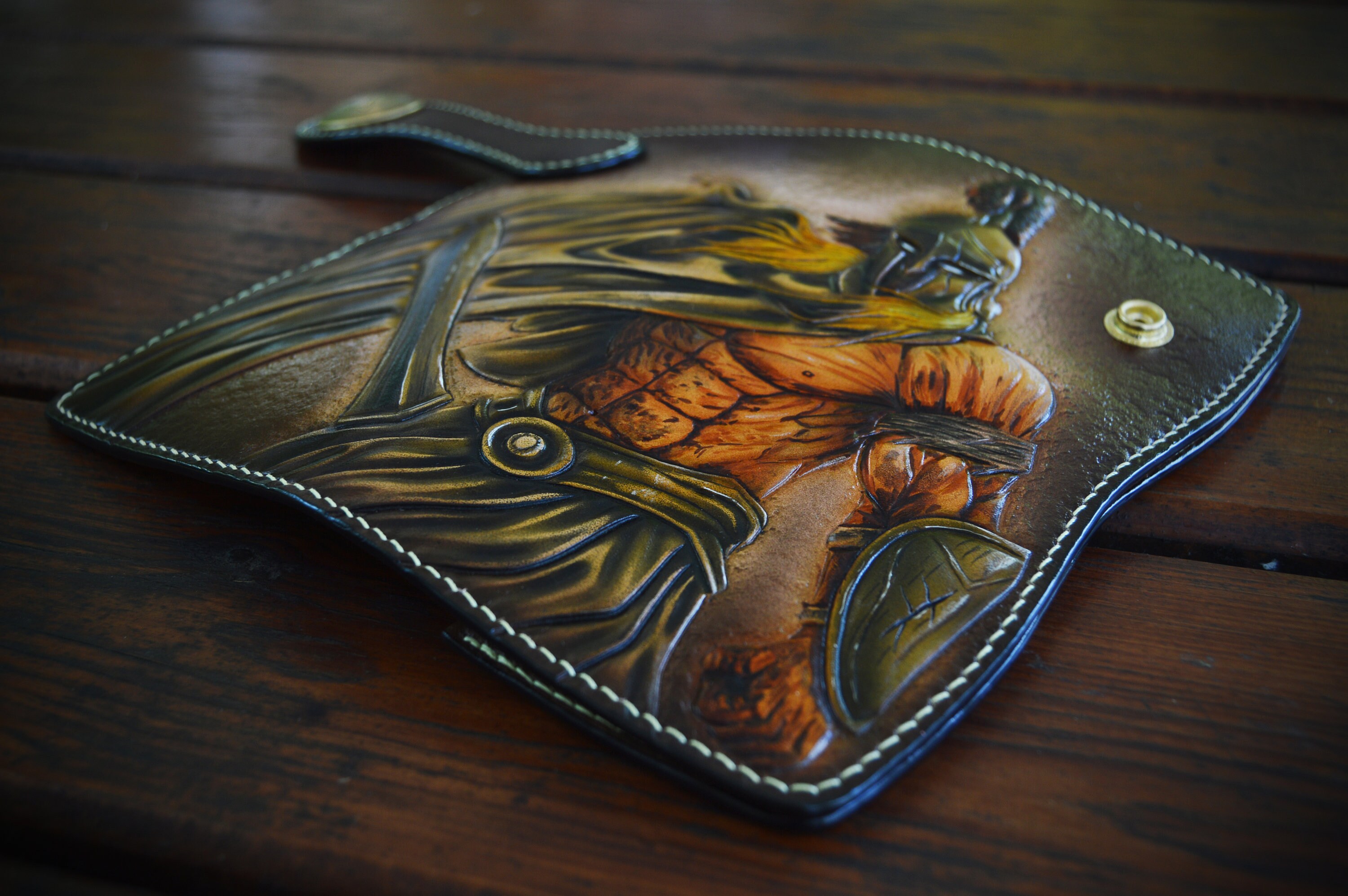 Spartan Warrior. Long Leather Tooled Wallet. | Etsy