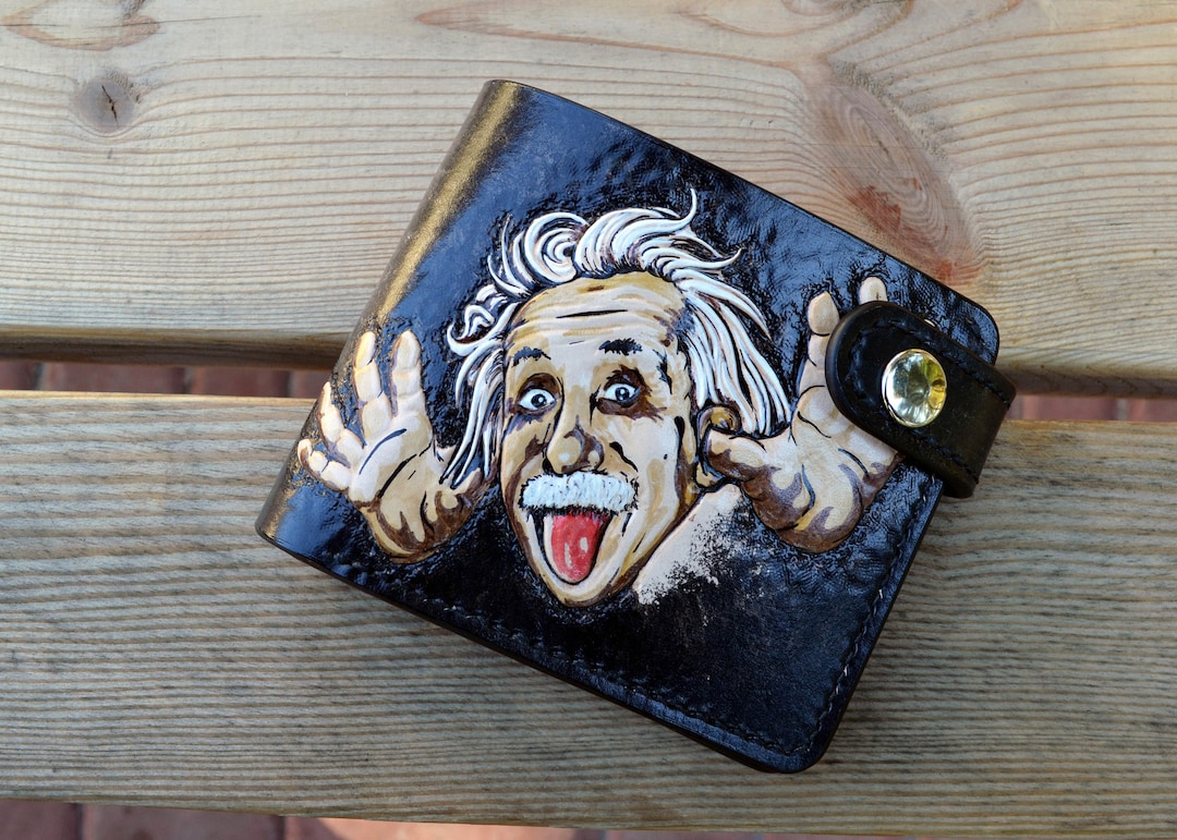 Albert Einstein | Hand-tooled Leather Wallet, Genius Scientist Artwork ...