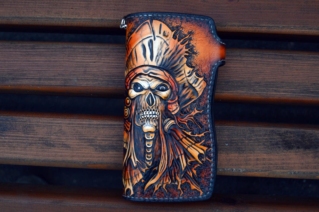 Cursed Pirate | Hand-tooled Leather Wallet, Gothic Ocean-themed Artwork ...