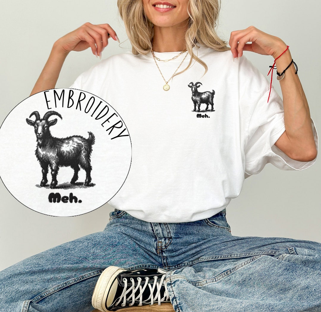 Goat T Shirt Embroidered Farm Animal Shirt Meh Goat Shirt Cute Goats ...