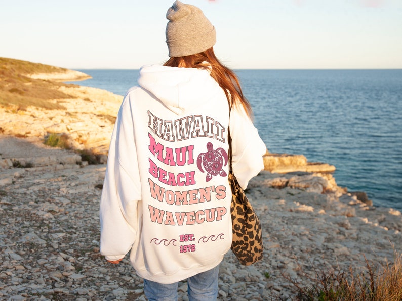 Hawaii Beach Bum Hoodie Aesthetic Sweatshirt Words on Back - Etsy