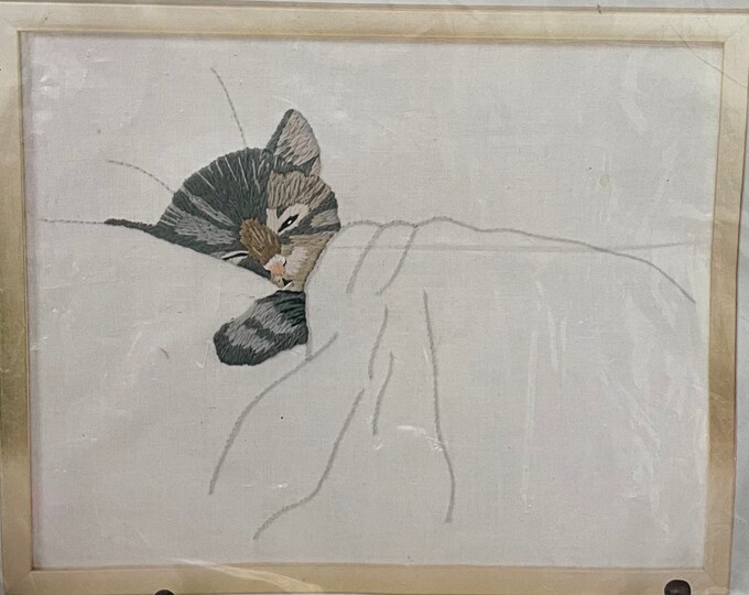 Chessie Cat Crewel Picture Kit 1976 Columbia Minerva Corp Sleeping ...