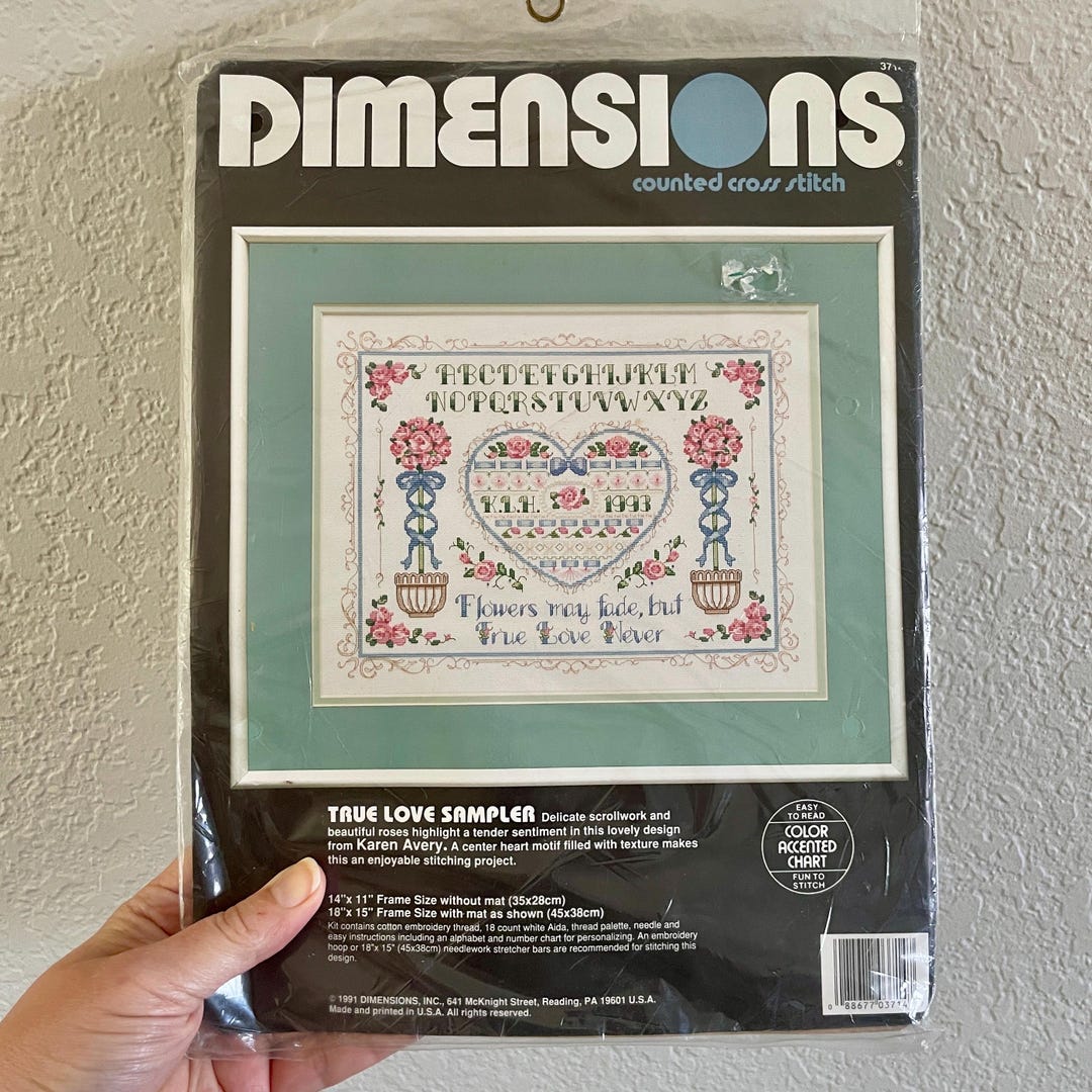 Vintage True Love Cross Stitch Kit: 1991 Roses & Heart Sampler - Etsy