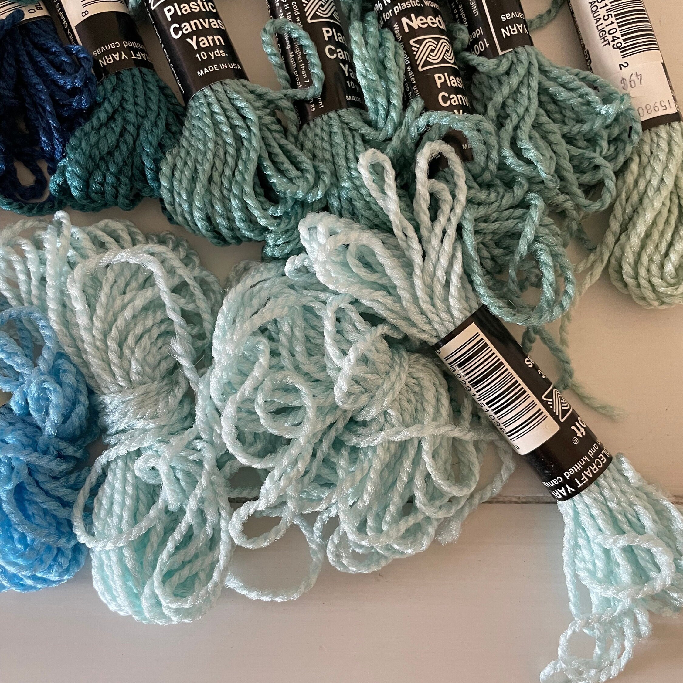 Yarn for Plastic Canvas Crafts, Embroidery, and Needlepoint Blue Yarn ...
