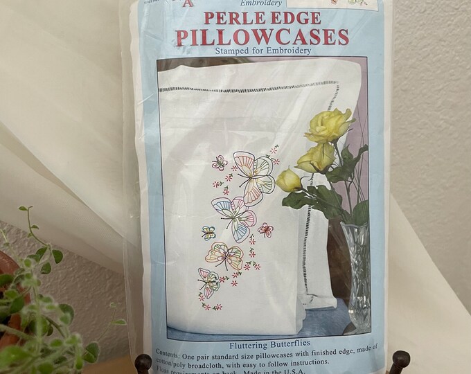 Fluttering Butterflies - Perle Edge Pillowcases Stamped for Embroidery ...