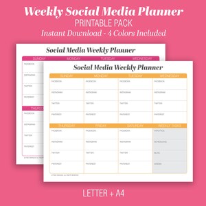 Weekly Social Media Planner | Printable Instant Download | Digital ...