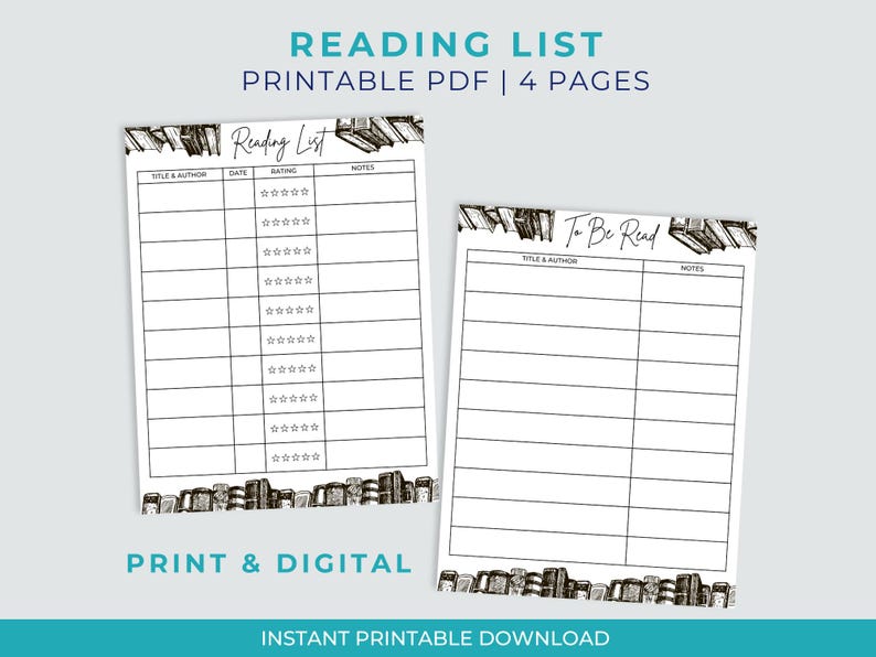 Digital Reading List + Book Journal | Track Books Read, TBR List ...