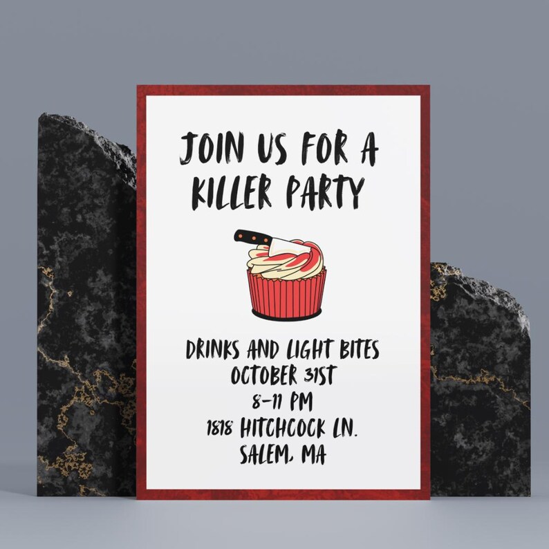 Killer Party Invitation | Customizable Spooky Halloween Themed Invite ...