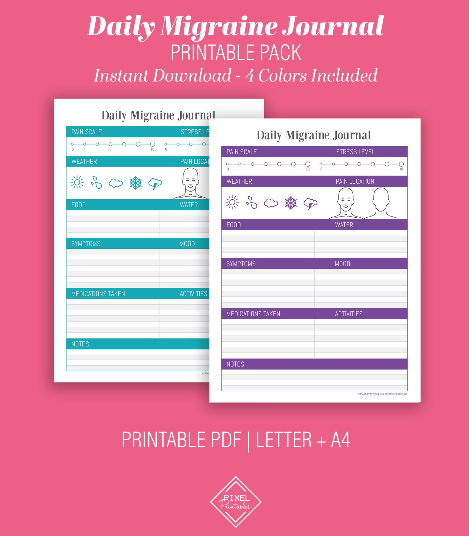 Daily Migraine Journal | Printable Instant Download | Minimalist Design ...