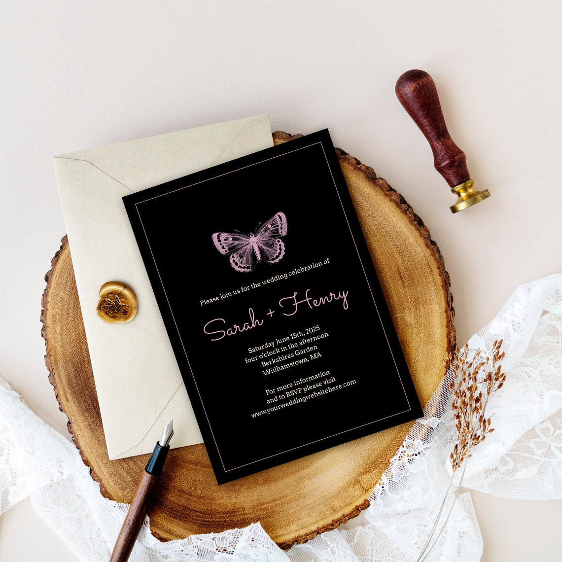 Elegant Butterfly Wedding Invitation Editable Instant Download - Etsy