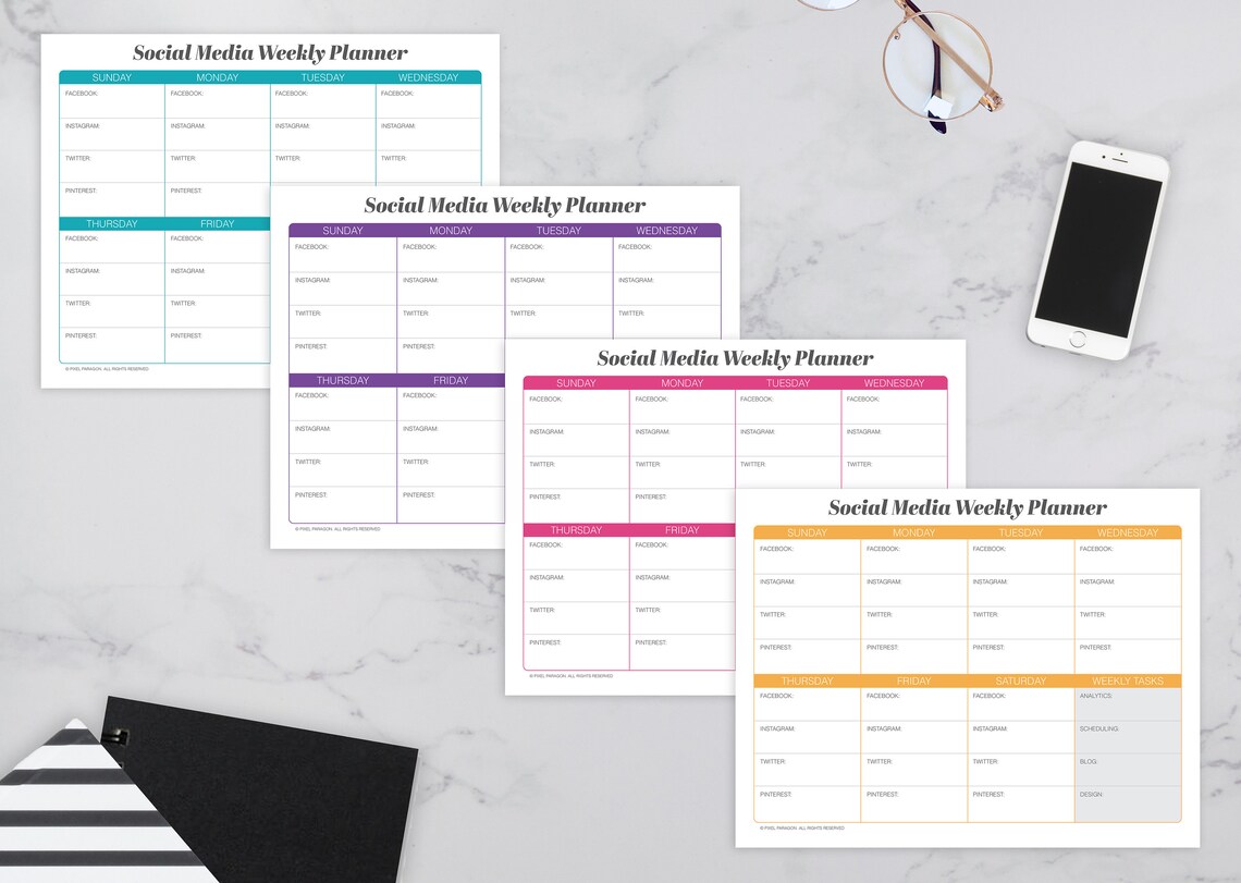Weekly Social Media Planner | Printable Instant Download | Digital ...