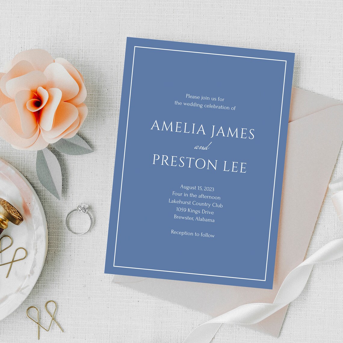Elegant Periwinkle Wedding Invitation, Completely Editable, Printable ...