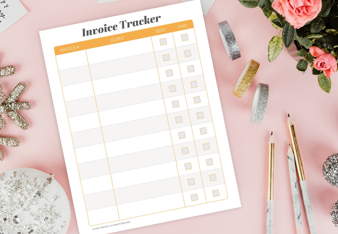 Invoice Tracker Printable Instant Download Letter A4 Size Invoice Log ...