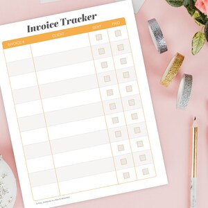 Invoice Tracker Printable Instant Download Letter A4 Size Invoice Log ...