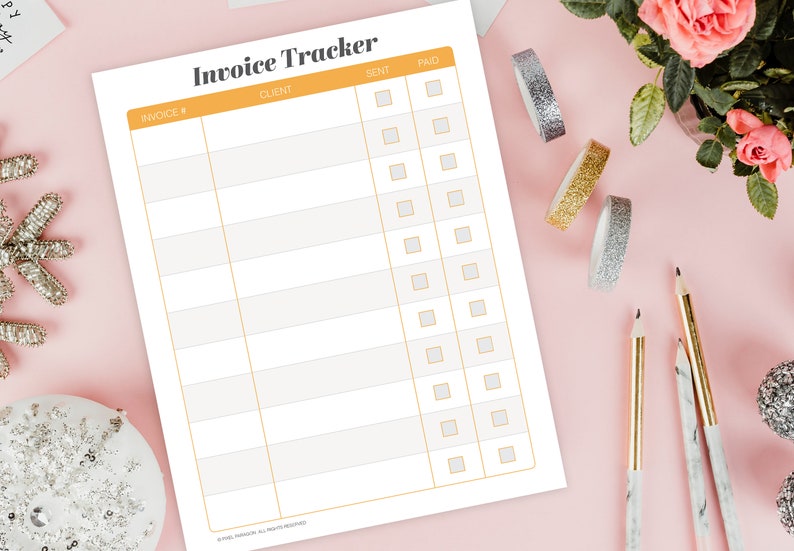 Invoice Tracker Printable Instant Download Letter A4 Size Invoice Log ...