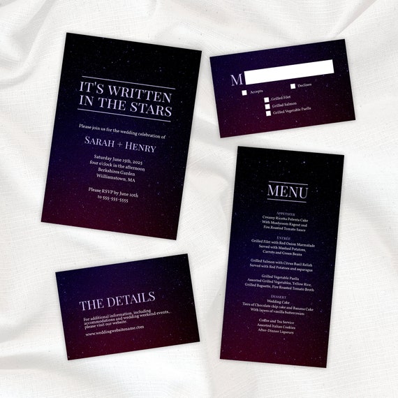 Editable It's Written in the Stars 4 Piece Wedding | Etsy