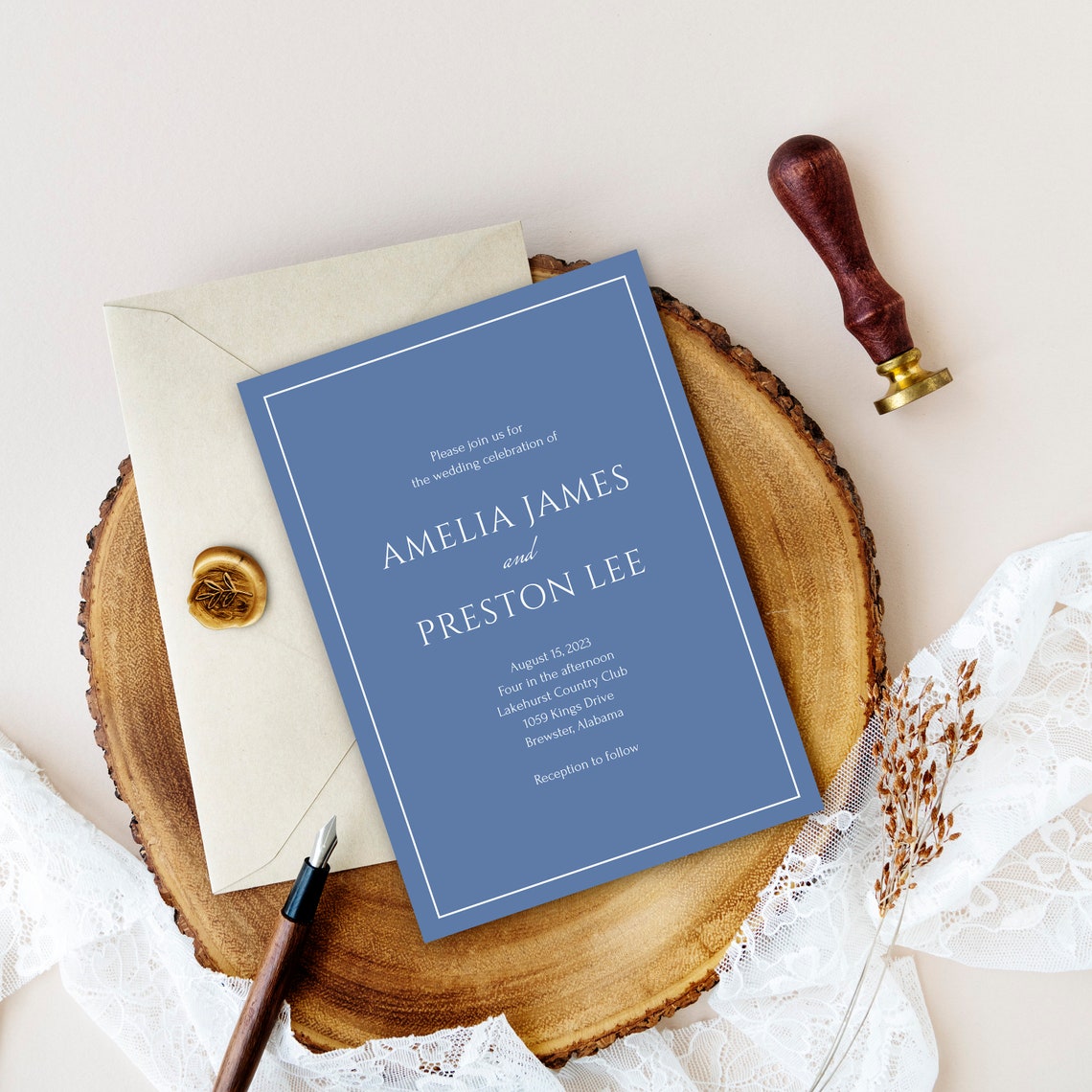 Elegant Periwinkle Wedding Invitation Completely Editable - Etsy