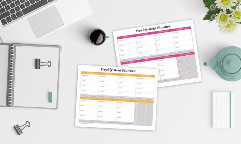 Weekly Meal Planner Printable Instant Download Shopping List Letter A4 ...