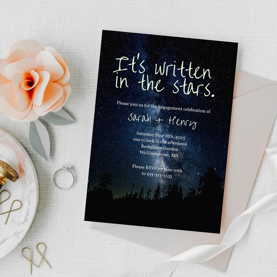 It's Written in the Stars Printable Invitation- Wedding, Engagement ...
