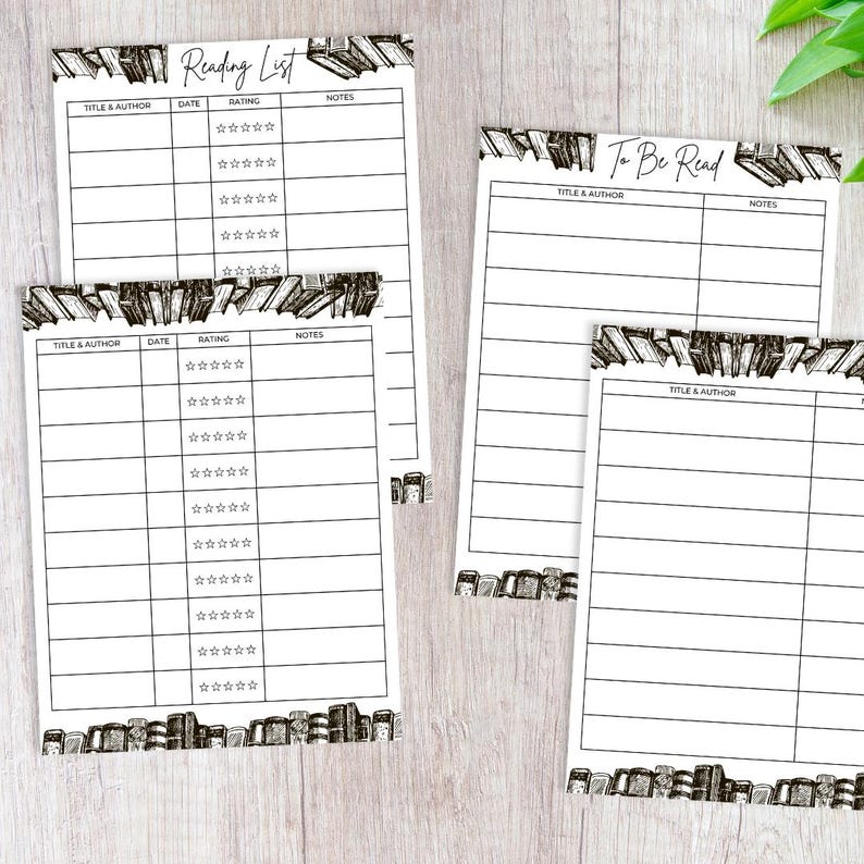 Printable Reading List Book Journal Track Books Read, TBR List, Ratings ...