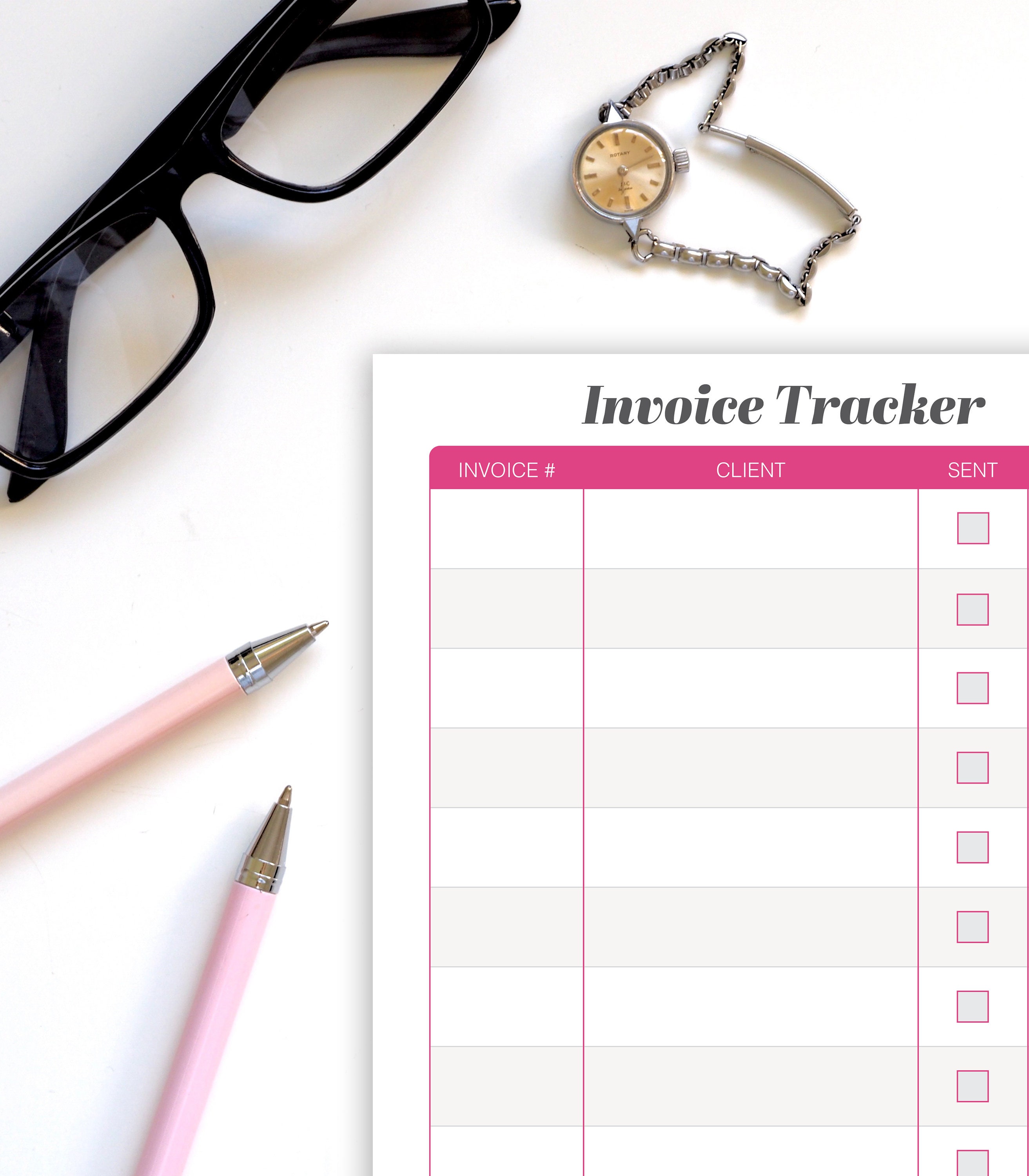 Invoice Tracker Printable Instant Download Letter A4 Size Invoice Log ...
