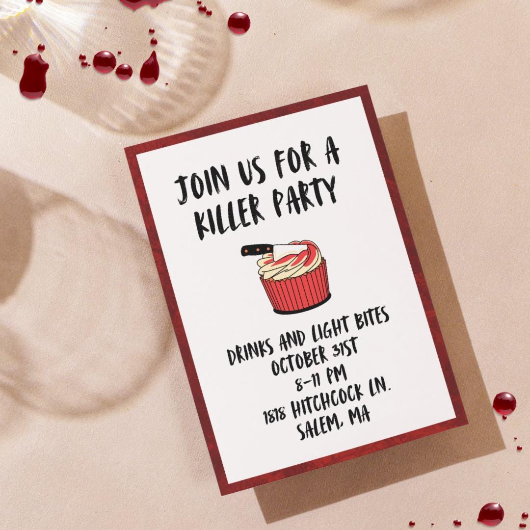 Killer Party Invitation | Customizable Spooky Halloween Themed Invite ...