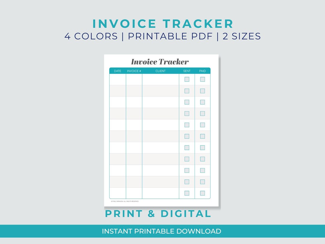 Digital Invoice Tracker | Printable Instant Download | Letter A4 Size | Invoice Log | Invoice ...