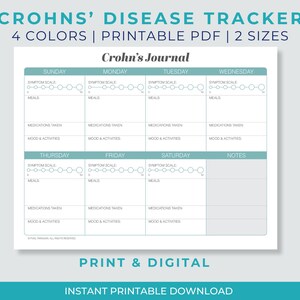 Crohn's Disease and Colitis Tracker: Digital or Print Weekly Journal ...