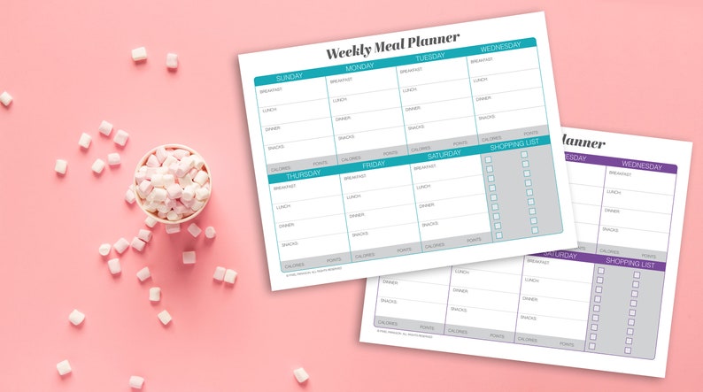 Weekly Meal Planner Printable Instant Download Shopping List Letter A4 ...