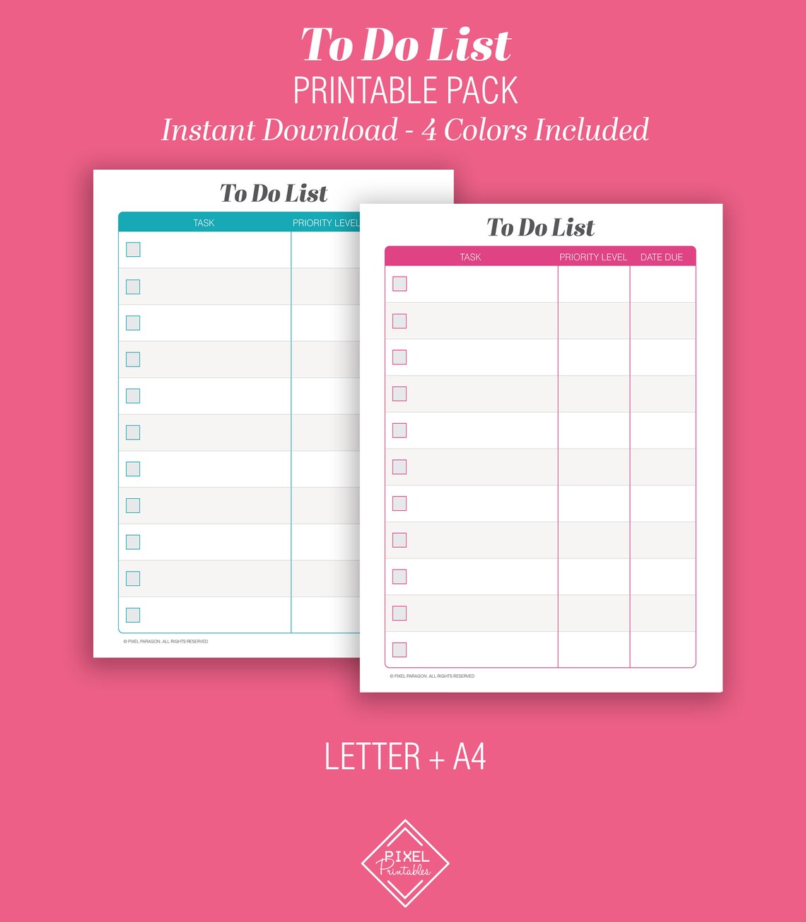 To Do List Printable Instant Download Letter A4 Size Task List Priority ...