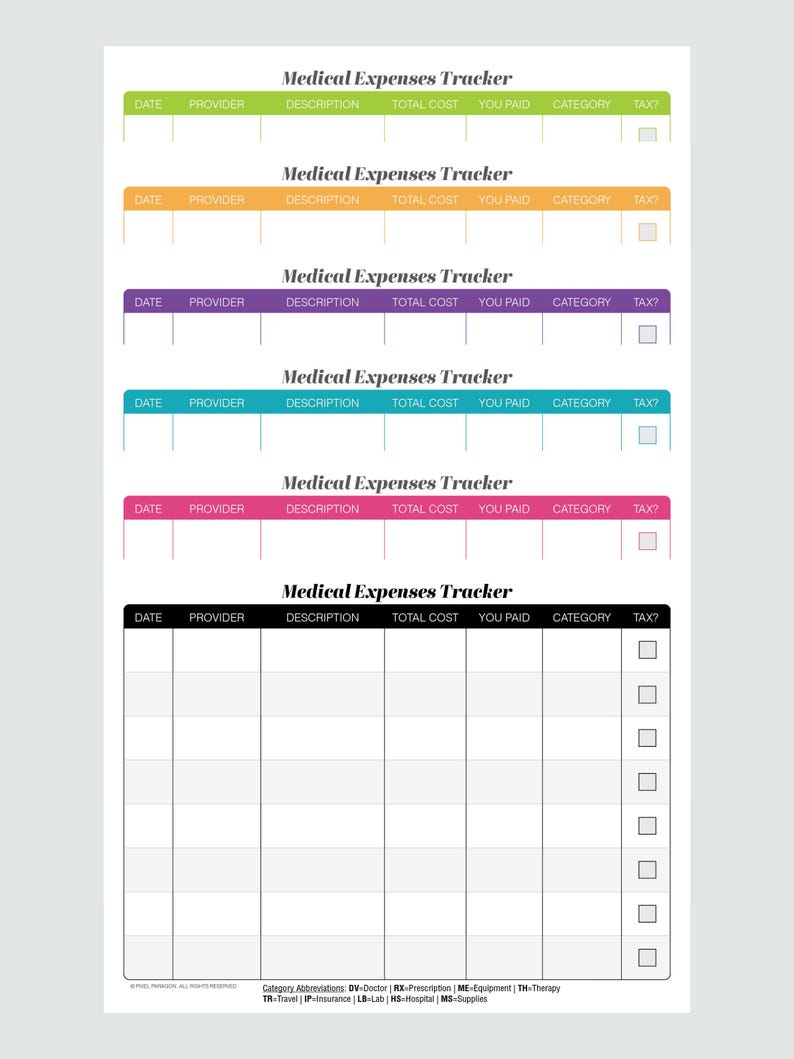 Medical Expense Tracker Printable | Tax Deduction, HSA FSA (PDF) - Etsy ...