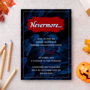 Raven Halloween Invitation Template: Edgar Allan Poe, Gothic (instant ...