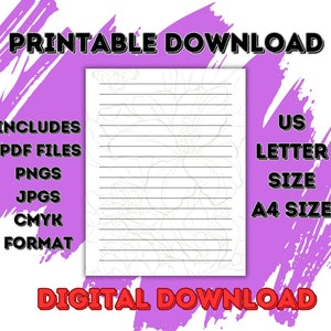 Floral Lilys Printable Lined Stationery Notebook Paper-refills-writing ...
