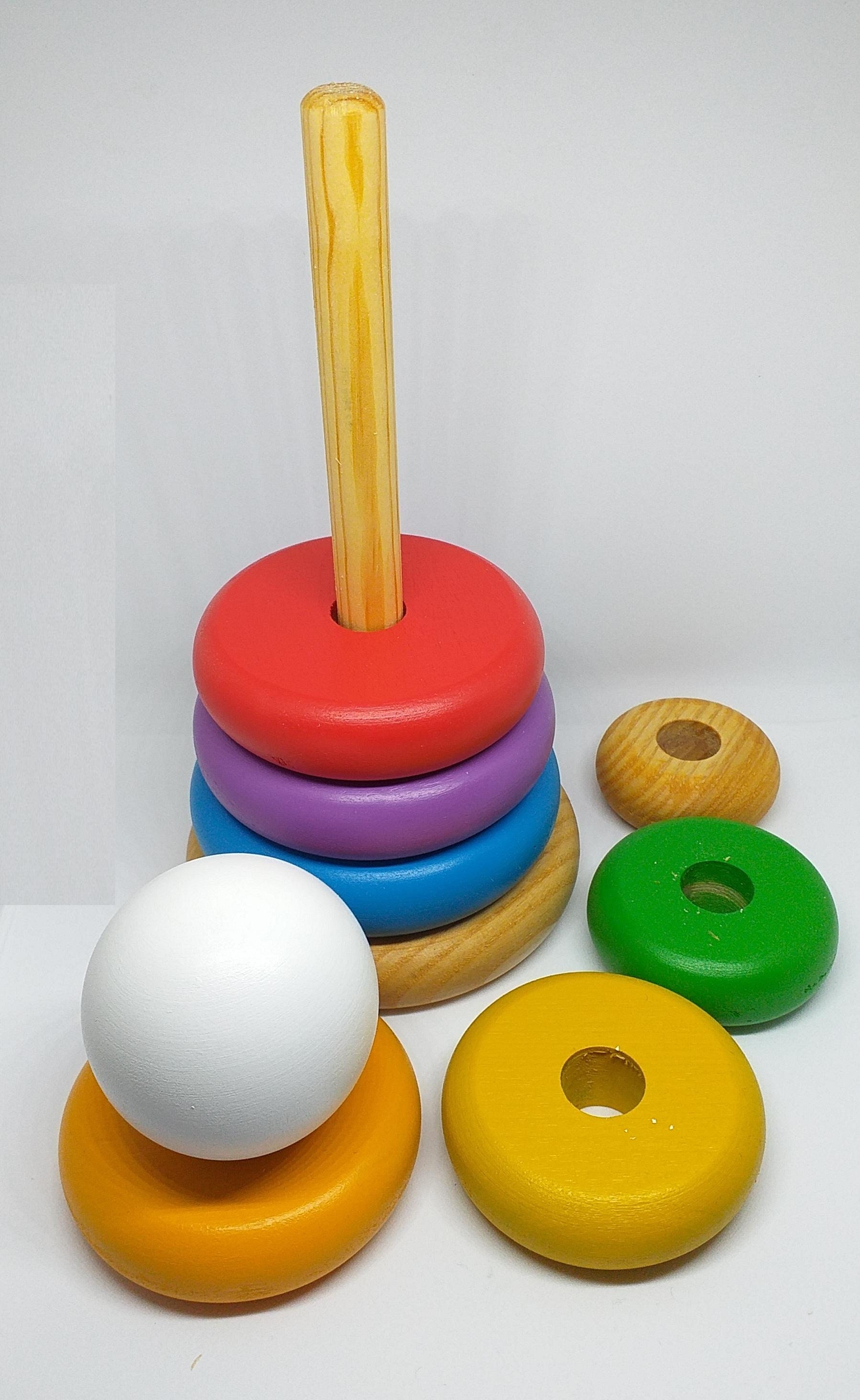 Classic Baby Wooden Pyramid, ECOTOYS, Montessory Toys - Etsy