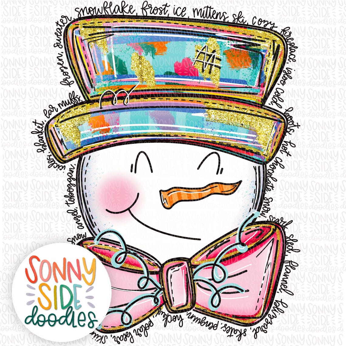 Funky Snowman PNG | Snowman Coquette PNG Design | Hand Drawn ...