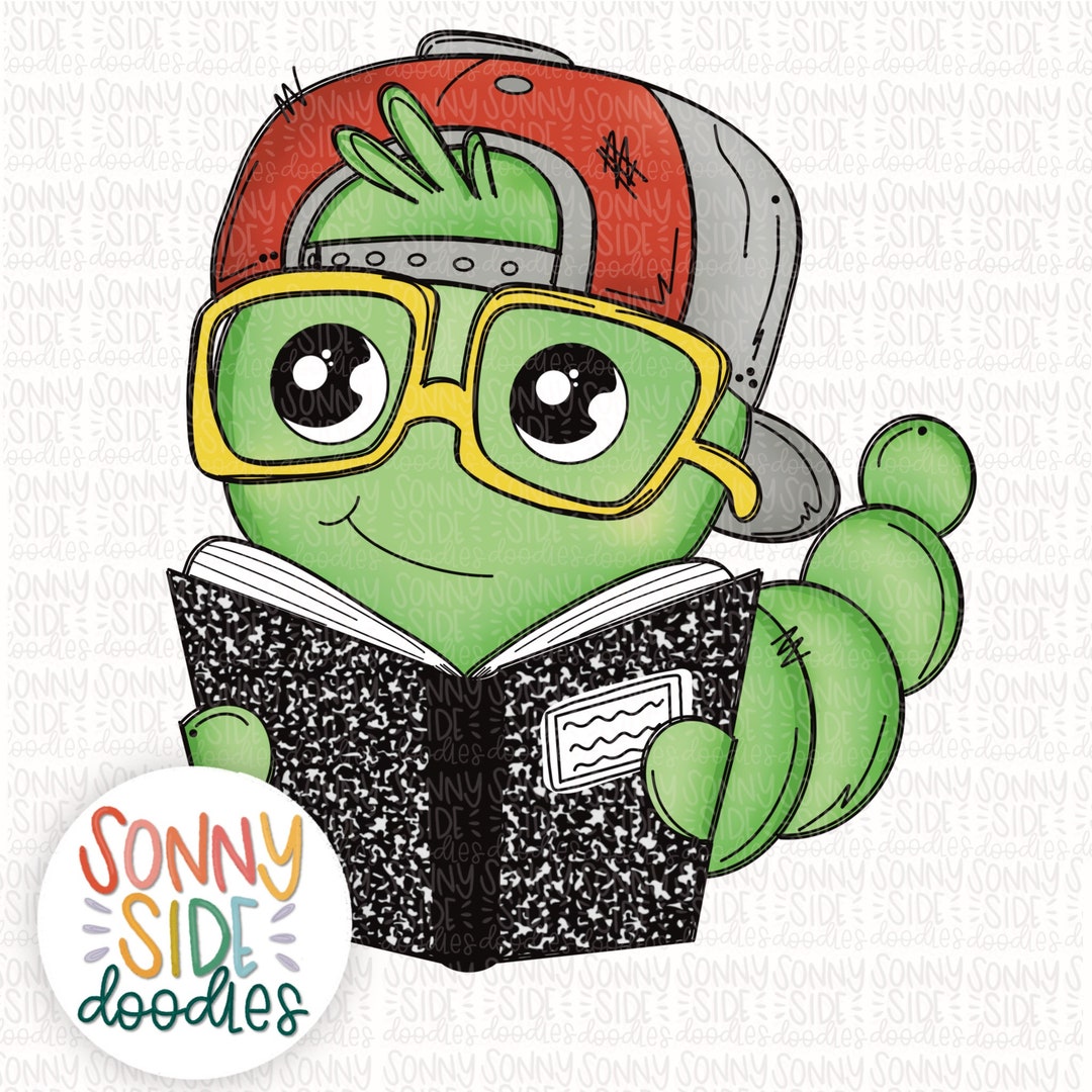 Bookworm Hat | Boy Apple | Back to School | First Day of School | Boy Worm Ballcap PNG | Digital ...