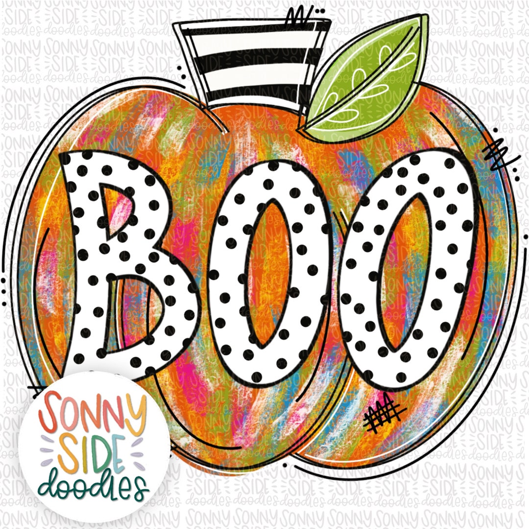 Bright Funky Halloween Boo | Spooky Sublimation PNG Design | Hand Drawn ...